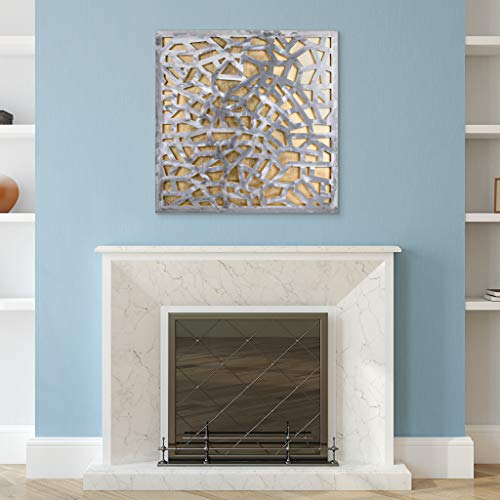 Empire Art Direct Enigma Polished Steel Sculpture Abstract Wall Art with Gold Leaf 3D Metallic Artwork,Ready to Hang,Living Room, Bedroom ＆ Office, 32" x 0.98” x 32