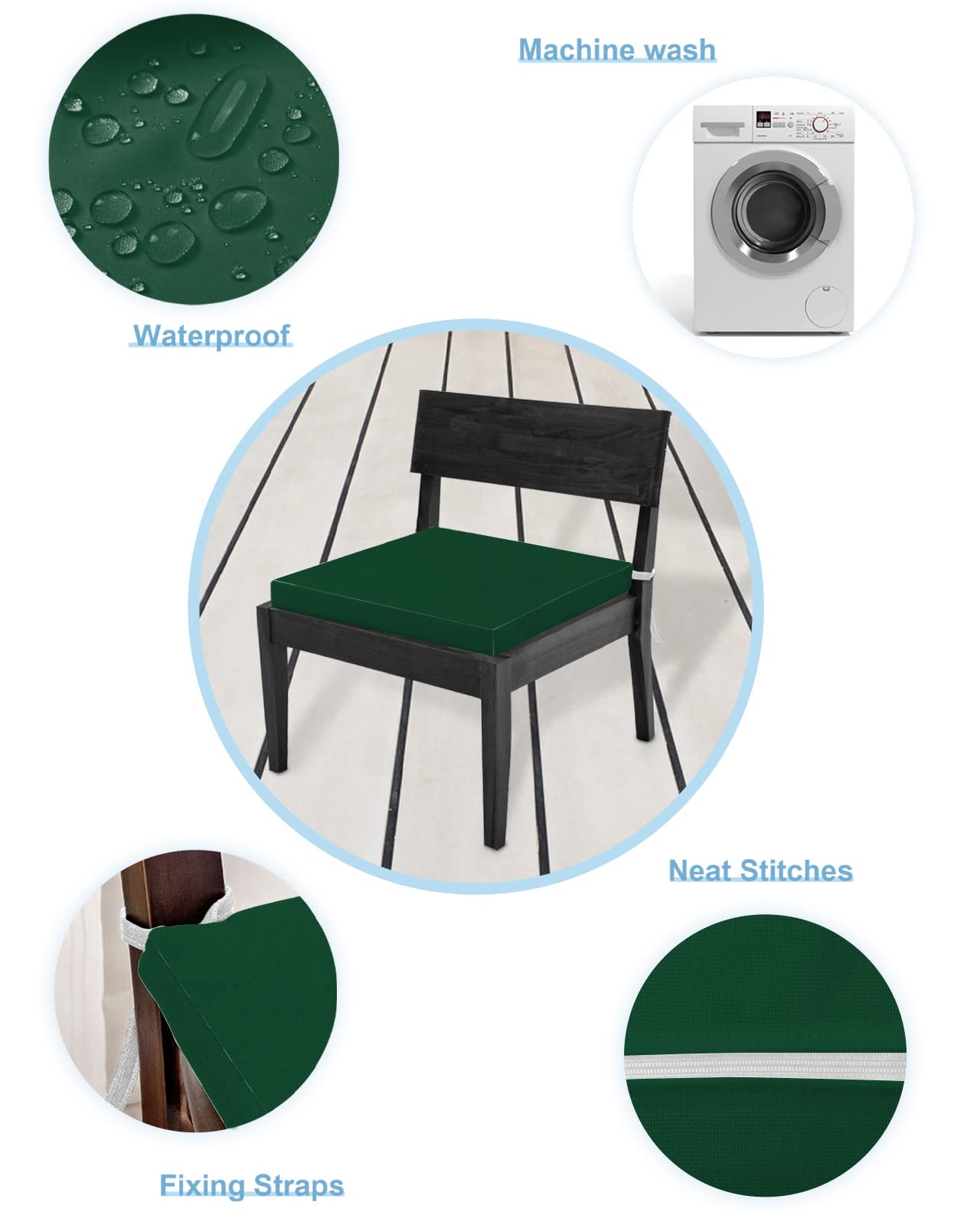Outdoor Cushion Cover,Modern Minimalism Hunter Green Waterproof Patio Seat Cushion Replacement Covers,St Patricks Olive Green Furniture Protector Slipcovers for Couch Sofa Chair,20''x18''x2pcs