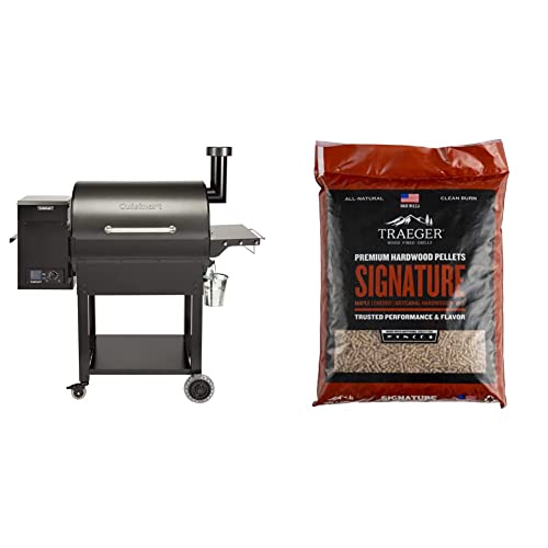 Cuisinart CPG-700 Grill and Smoker, 52"x24.5"x49.3" & Smoker & Traeger Grills Signature Blend 100% All-Natural Wood Pellets for Smokers and Pellet Grills, BBQ, Bake, Roast, and Grill, 20 lb. Bag