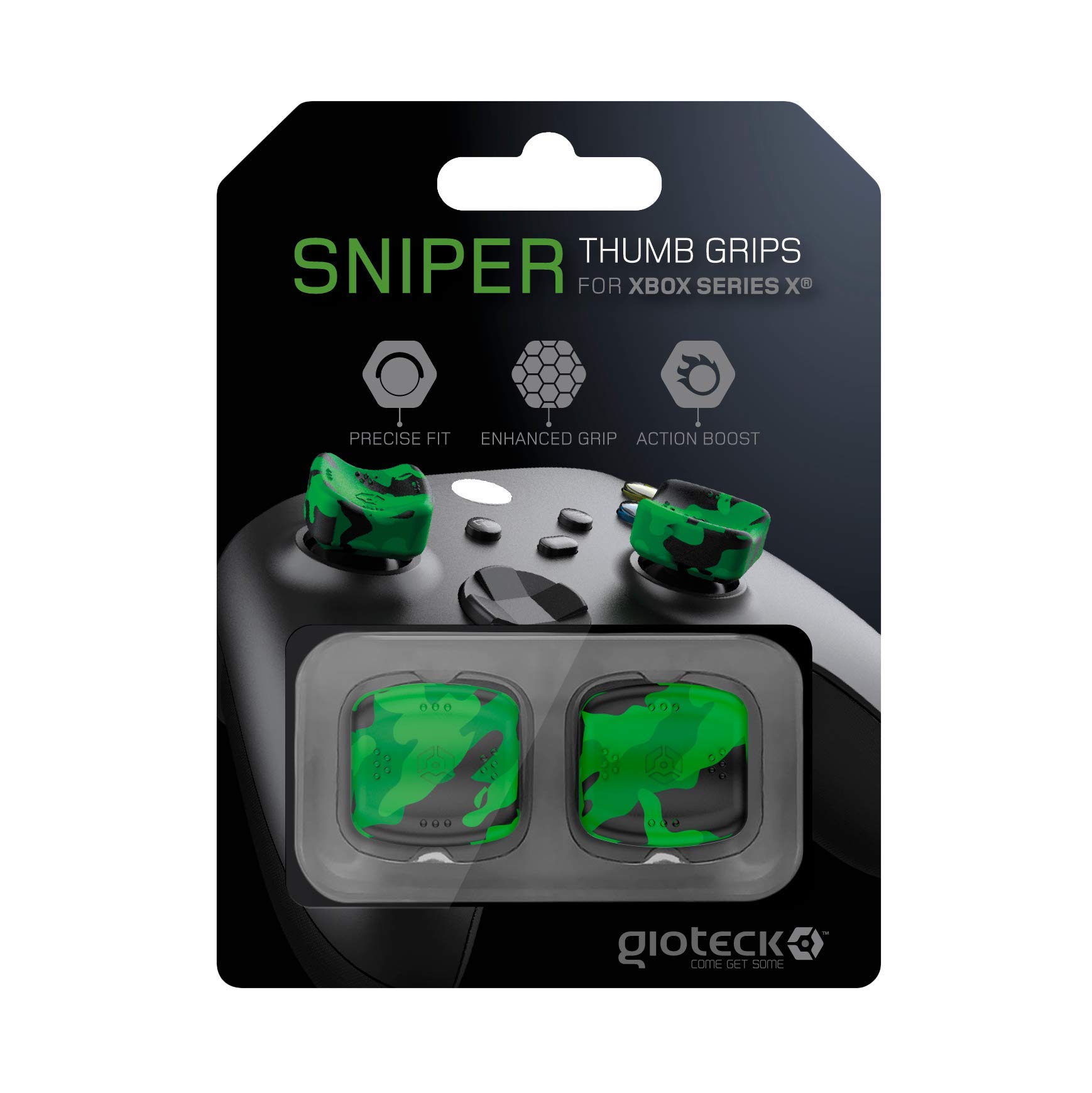 Gioteck STGX Thumb Grips Xbox Series X/S – Caps/Caps/Protective Silicone for Xbox X/S Joysticks Grips – Anti Slip – Aim – Xbox Series X/S Controller Protector – Camo Green