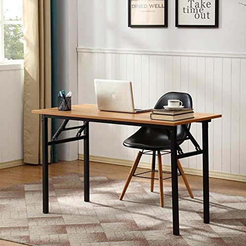 Need Office Computer Desk - 47.2L Sturdy and Heavy Duty Folding Laptop Table,Writing Table/Home Office Desk/Sewing Table,No Assembly Required (Teak Color) AC5BB12060