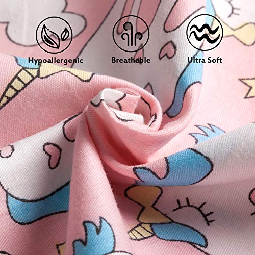 ZPECC Toddler Pillowcases Set of 2, Hypoallergenic 14x19 Pillow Cover Fits Pillows Sized 13x18 or 14x19, 100% Soft Cotton Envelope Closure Kids Pillowcase for Sleeping, Machine Washable, Pink Unicorn