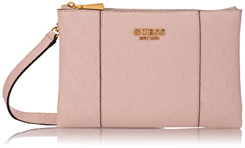 GUESS womens Noelle Double Zip Crossbody, Light Rose Logo, one size US