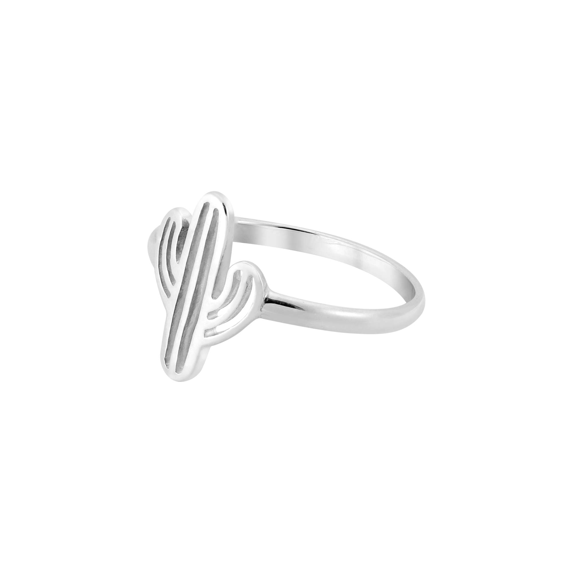 AeraVida Charming Desert Accent Saguaro Cactus .925 Sterling Silver Band Rings