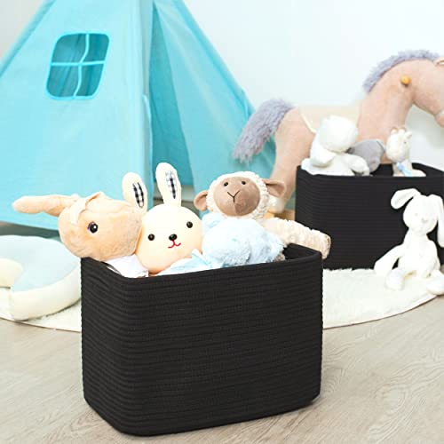 MINTWOOD Design Storage Basket for Shelves, Playroom and Classroom Storage Basket, Book Basket, Decorative Storage Cube Bin, Woven Closet Organizer, Baby Nursery Basket, Full Black