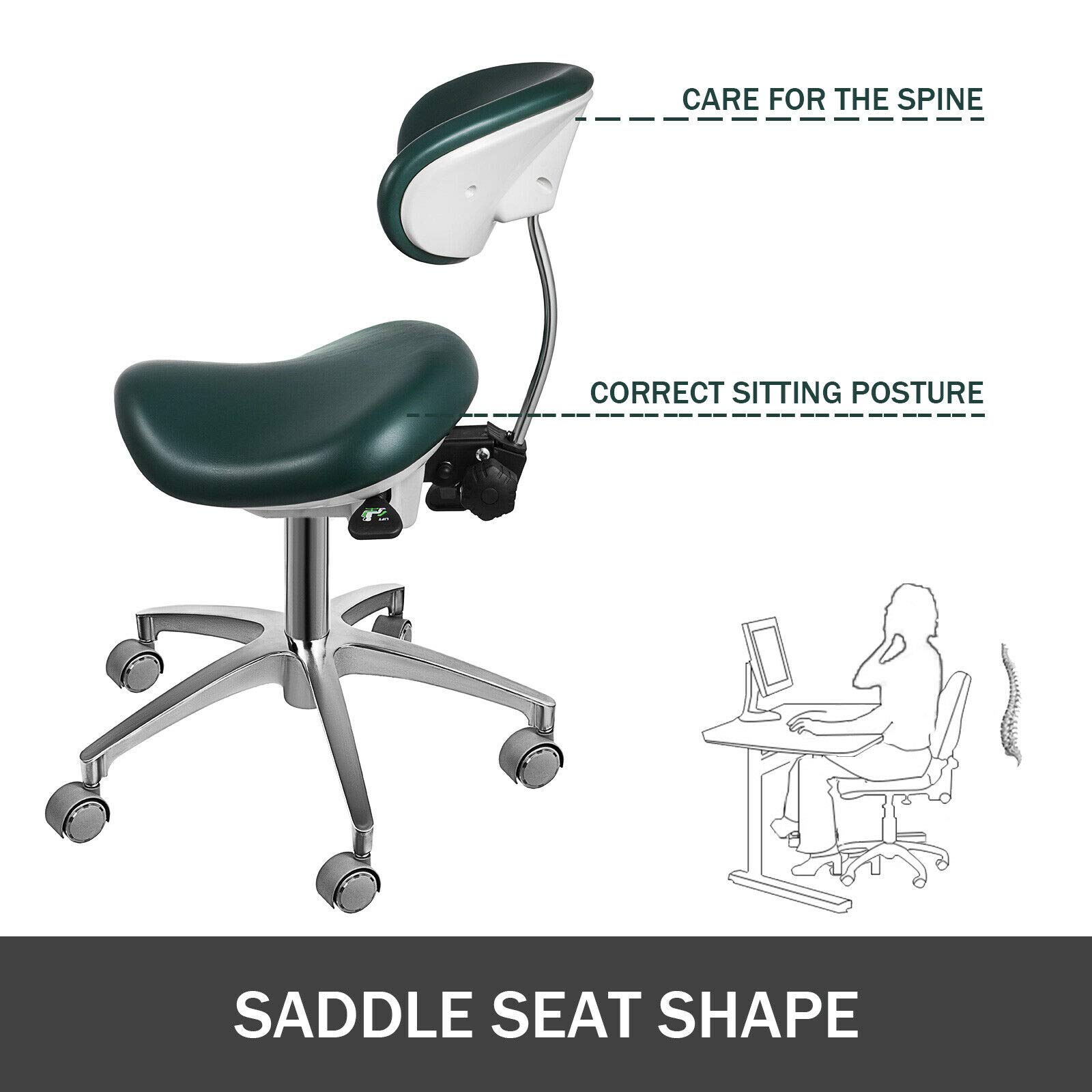 Aries Outlets Green PU Leather Saddle Doctor's Stool Dental Spine Dentist Medical Office