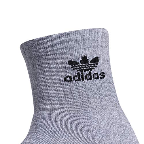 adidas Originals Trefoil Quarter Socks (6-Pair), Grey/Onix Grey/Black, Large