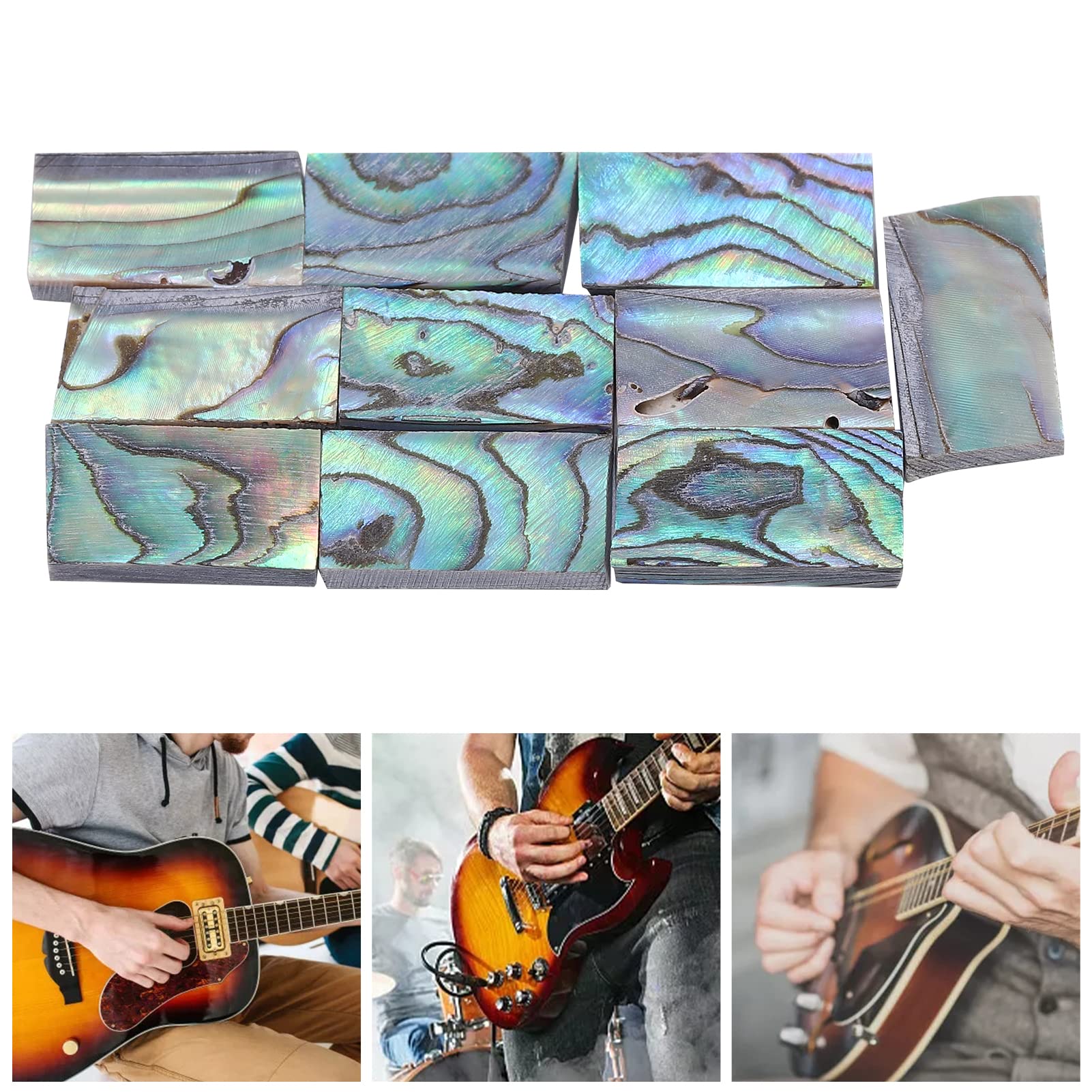 Guitars Fretboard Inlay Material, 10Pcs Abalones Shells Blanks Handle for Mosaic Art for Jewelry Design
