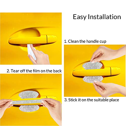 Car Door Handle Protector Bling Car Door Handle Cup Sticker Car Door Handle Scratch Protector Bling Car Accessories Reflective Stickers Fit Most Cars