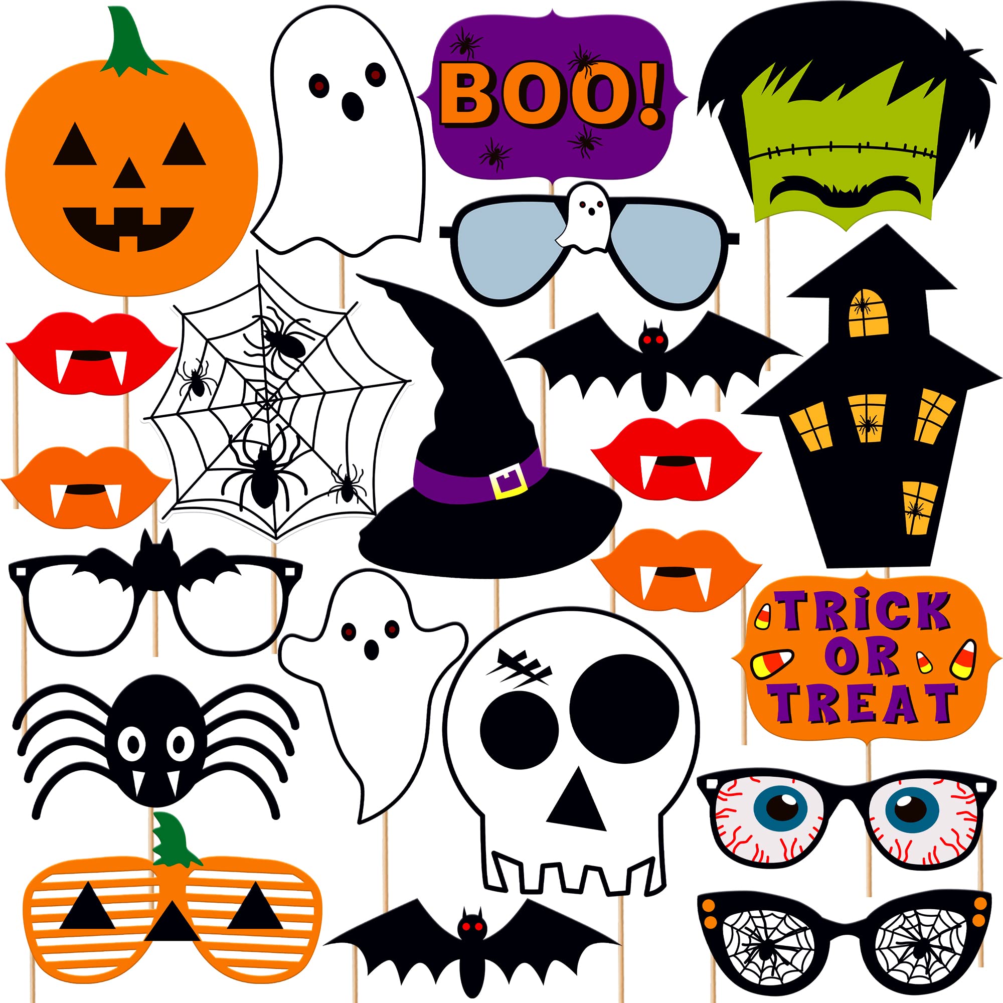 KatchOn, Scary Halloween Photo Booth Props - Large, Pack of 22 | Hocus Pocus Halloween Photo Props for Photoshoot | Halloween Selfie Props | Halloween Picture Props for Halloween Party Decorations
