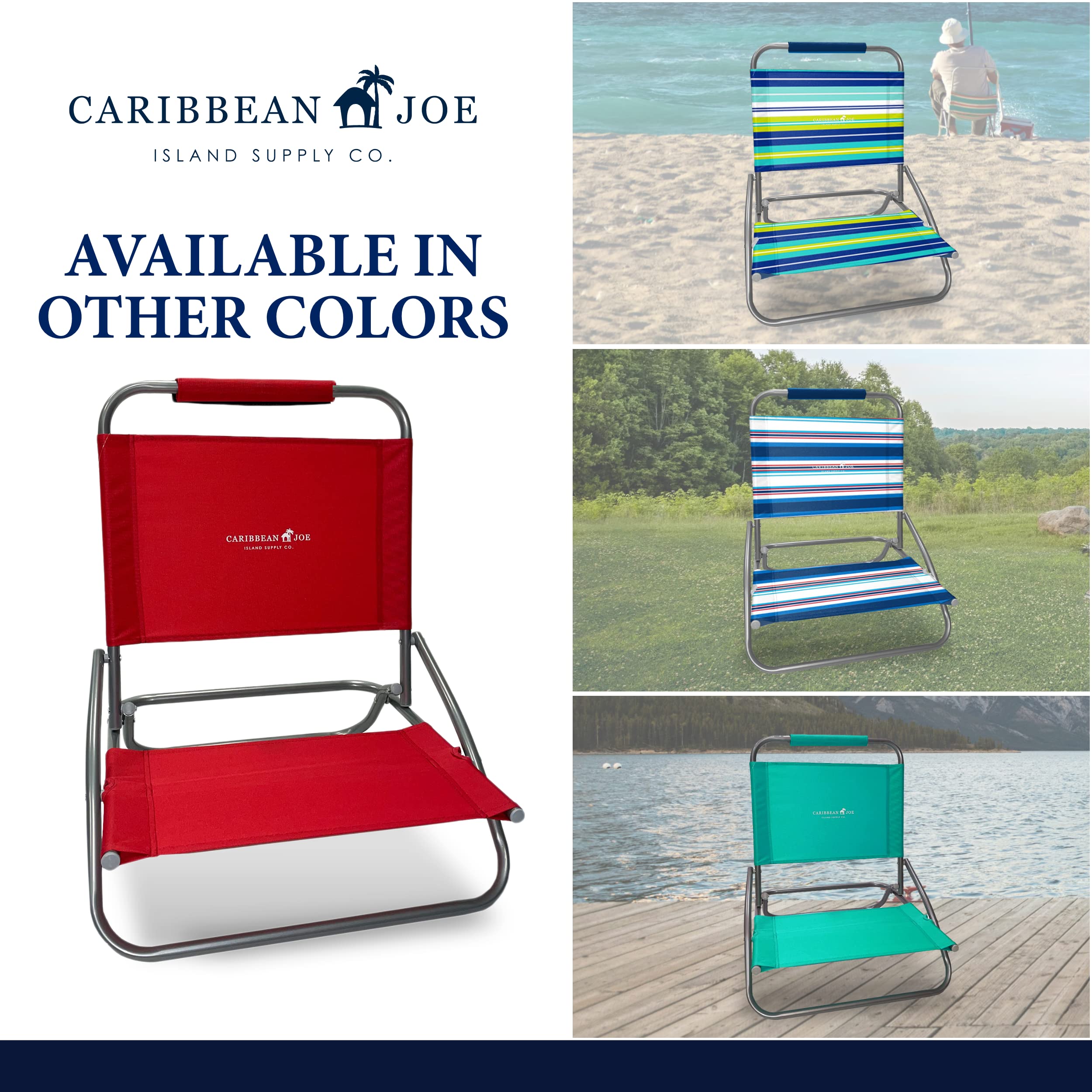 Caribbean Joe Folding Beach Chair, 1 Position Lightweight and Portable Foldable Outdoor Camping Chair, Red