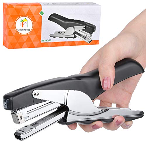 Plier Stapler, Heavy Duty Desk Staples 20 Sheets Paper Capacity Manual Stapler Save 60% Power, for Home School Supplies Portable Handheld Stapling Packaging Staple Gun for Warehouse Desk Office, Black