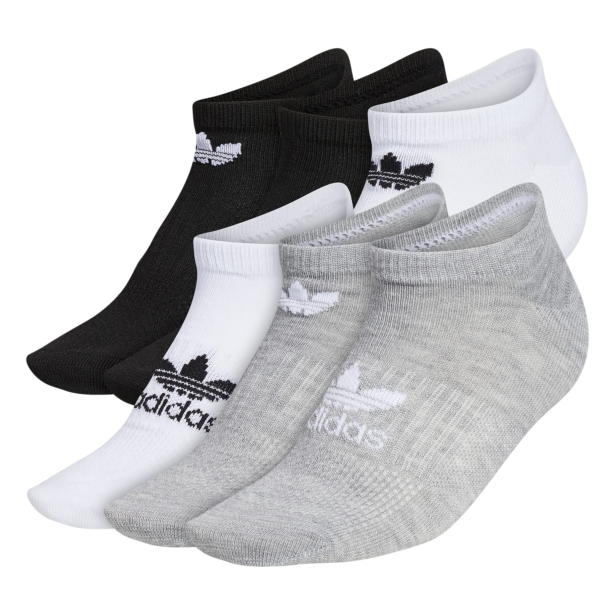 adidas Originals Women's Originals Trefoil Superlite 6-Pack No Show, White/Black, Medium