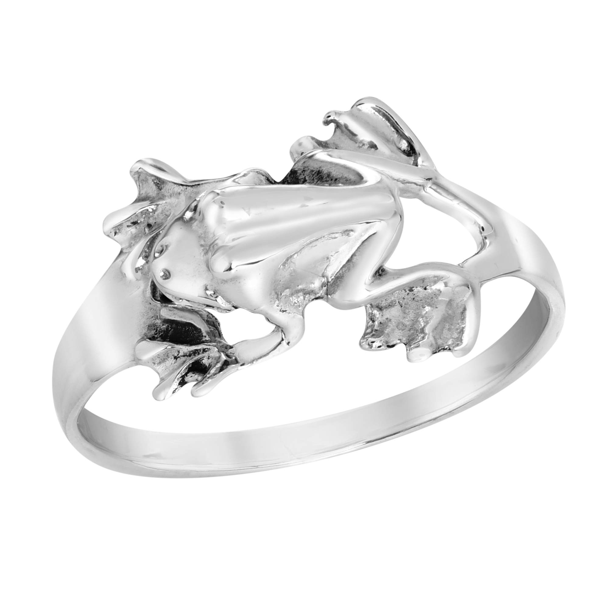 AeraVida Incredible Leaping 3D Tree Frog .925 Sterling Silver Band Ring (8)