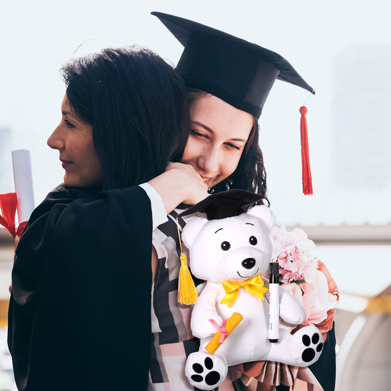 Zomiboo Graduation Autograph Stuffed Animal 2025 Smooth Fabric Stuffed Toy with Congrats Grad Plush Autograph Stuffed Animal with Black Marking Pen for Graduate Student Party(Canvas Dog)