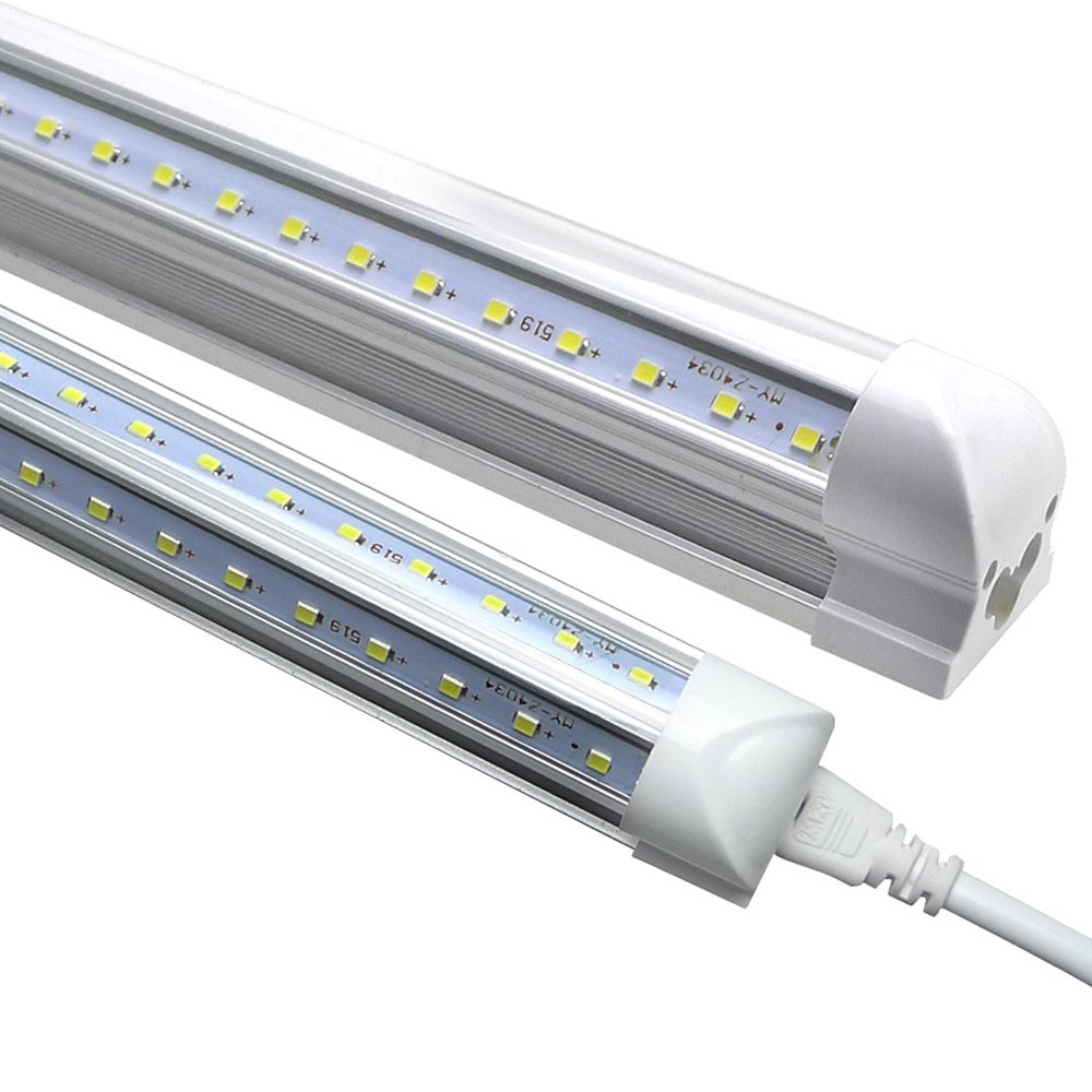 JOMITOP 6FT Integrated Led Light 56W (120W Equivalent), V-Shape Shop Light Fixture, Plug and Play, Clear Cover, Cold White 6000K, AC85-265V - Pack of 25 Units