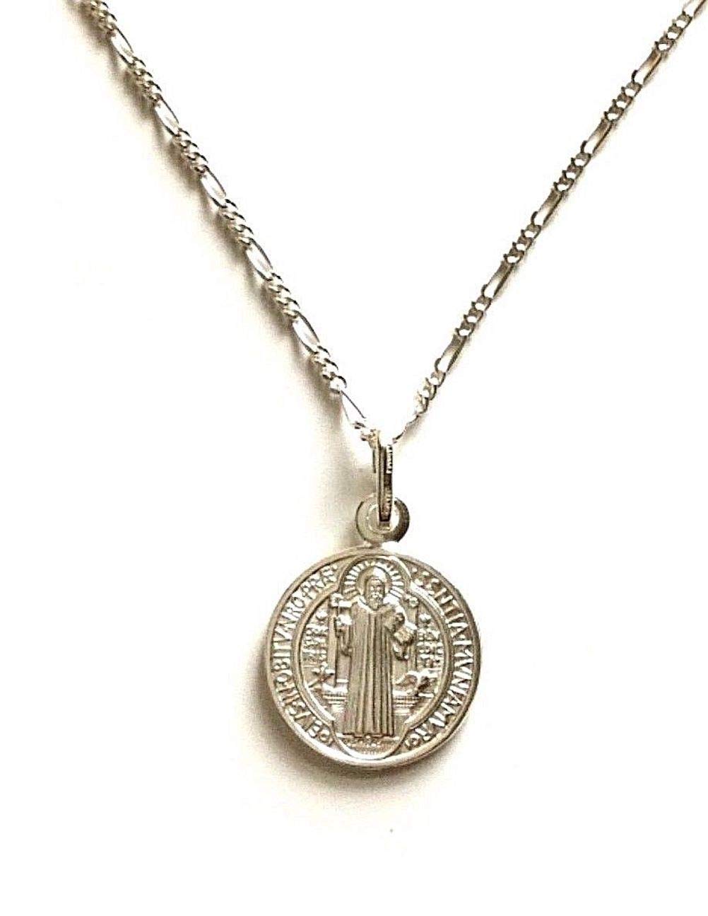 925 STERLING SILVER SAINT BENEDICT NECKLACE 20" LONG 24X15mm / 925 PLATA ESTERLINA CADENA DE SAN BENITO 20" LARGO