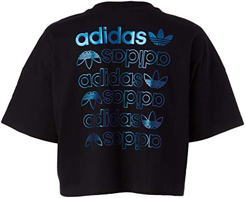 adidas Originals Women's Large Logo Tee Black/Team Royal Blue XX-Small
