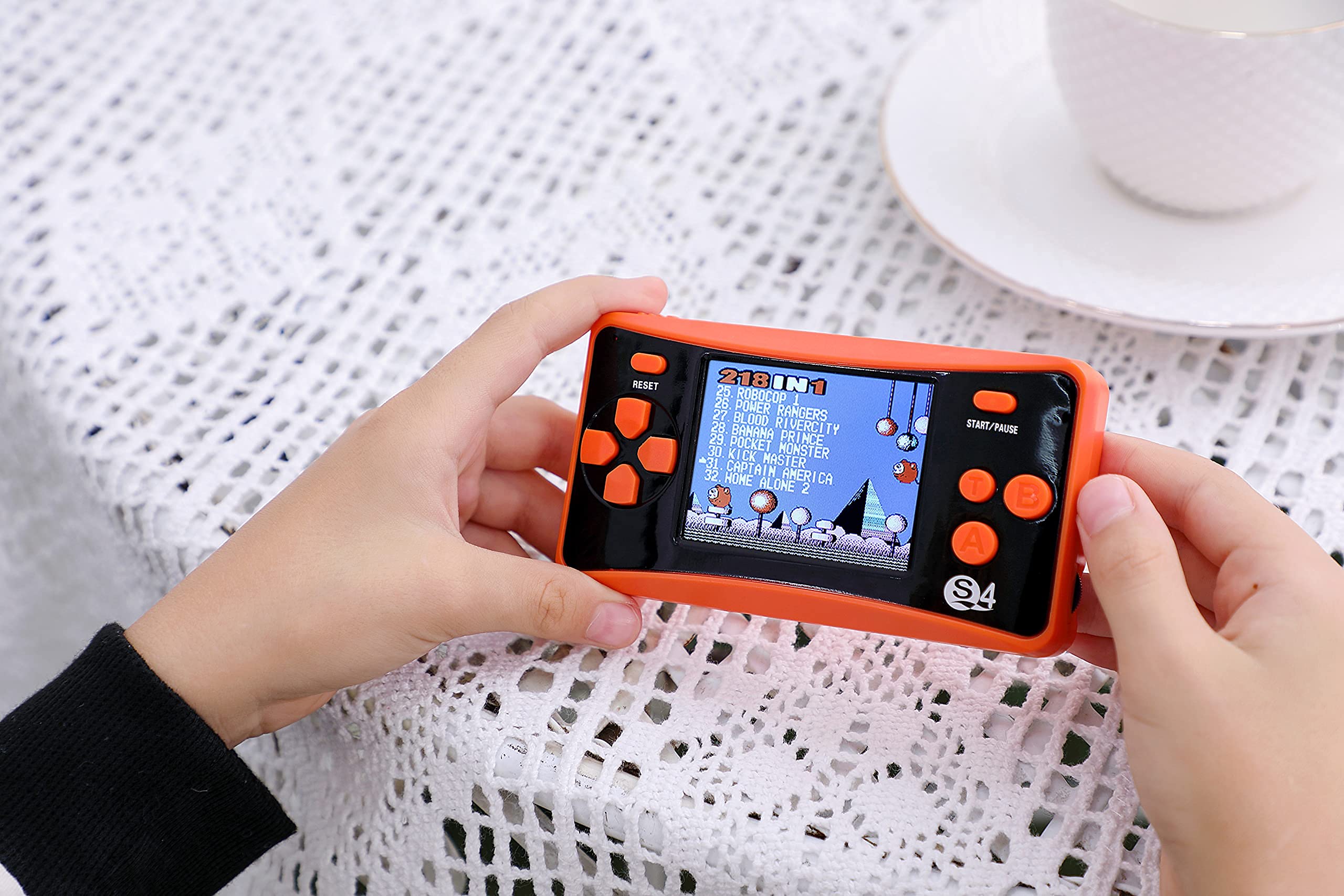 QoolPart Portable Handheld Games for Children, Retro Nostalgia 8 Bit Handheld Game Console with 182 Old School Classic Games, 2.5" TFT Screen Electronic Video Game Player for Boys Girls (Orange)