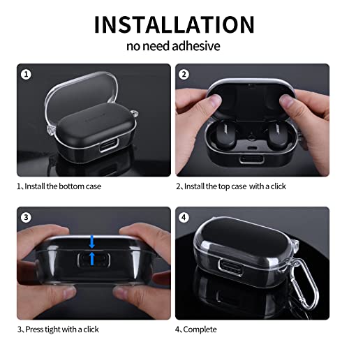Bose QuietComfort Earbuds Case Cover, Filoto Hard Protective Case for Bose QuietComfort Noise Cancelling Earbuds with Carabiner Keychain Accessories for Men Women (Clear)