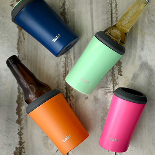 Zak Designs Durable 18/8 Stainless Steel with Vacuum Insulated Can and Bottle Cooler, Great for Cold Drinks Stay Cold in Pool and Party (12oz, Raspberry, BPA Free)