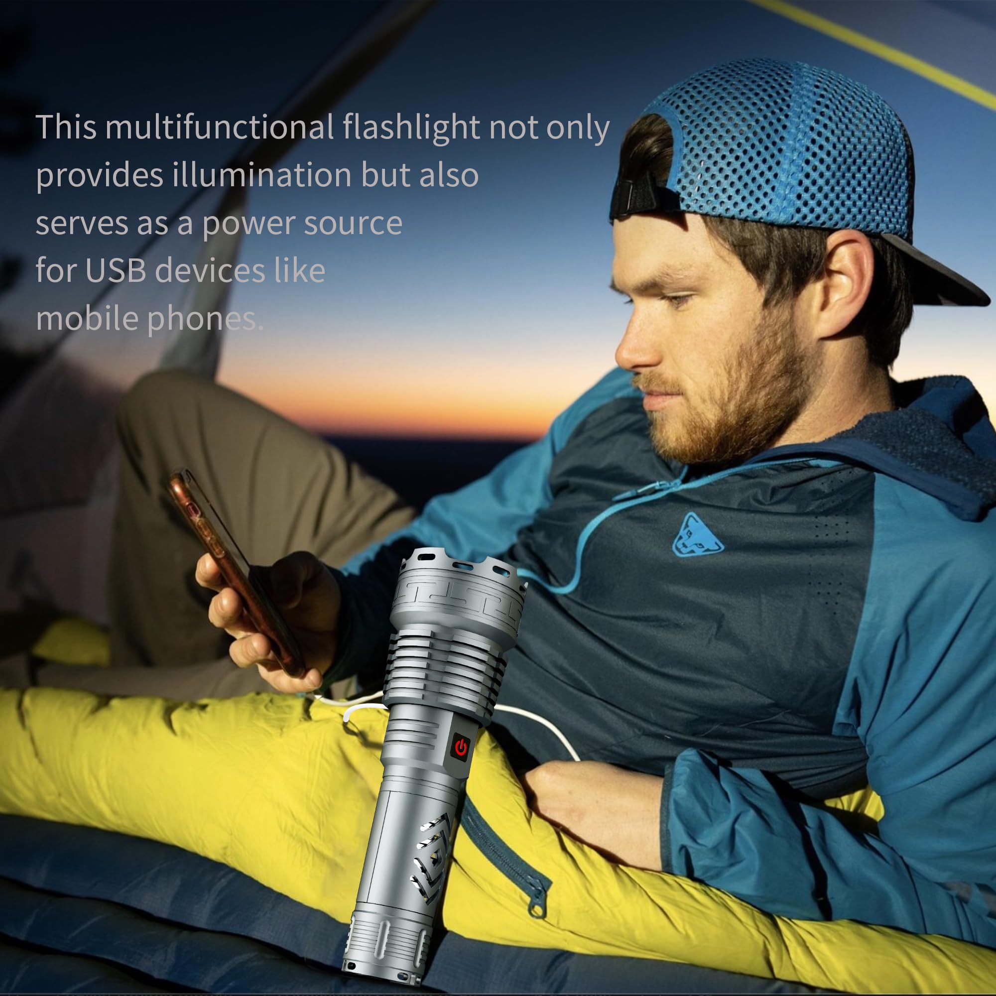 Eahpaslf Rechargeable Flashlights High Lumens, Super Bright Powerful Waterproof Flashlights, Type-C Fast Charge, 5 Mode Zoomable Tactical Handheld Flashlights for Emergencies Camping