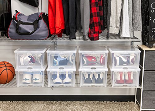 IRIS USA, Inc. IRIS Easy Access Men's Shoe Box, 4 Pack, Wide, Clear