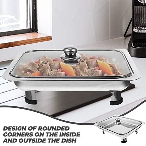 Buffet Food Holder Buffet Server Stainless Steel Chafing Dish Buffet Tray Chaffing Servers Rectangular Canteen Basin with Cover for Parties Buffets Buffet Food Warmer