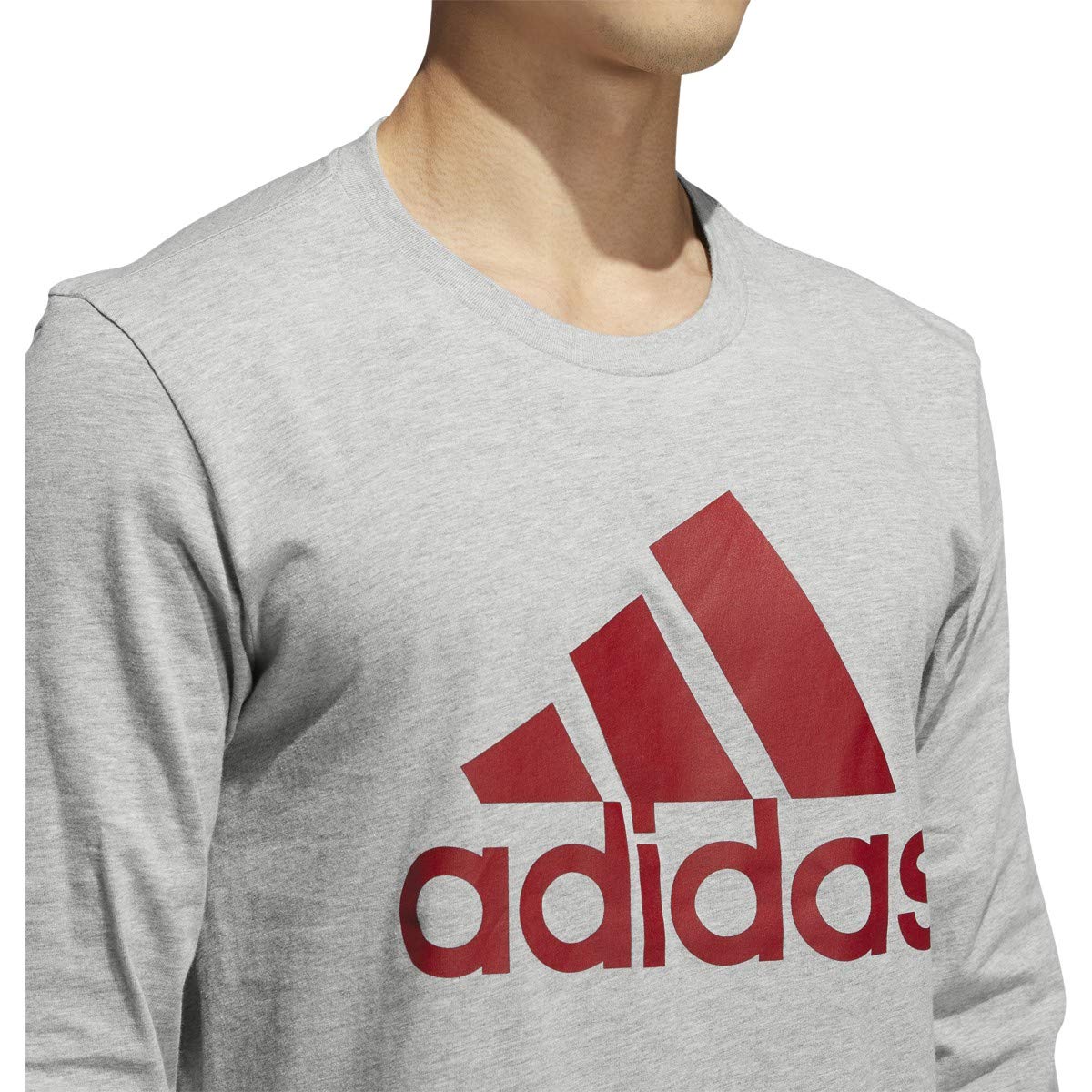adidas Men's Basic Badge of Sport Long Sleeve Tee, Medium Grey Heather 2, Medium
