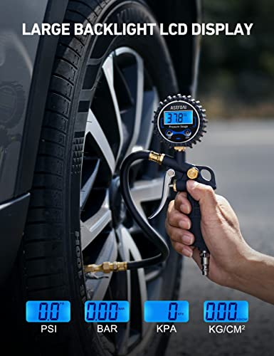 AstroAI Digital Tire Pressure Gauge with Inflator, 250 PSI Air Chuck and Compressor Accessories Heavy Duty with Quick Connect Coupler, 0.1 Display Resolution, Car Accessories for SUV, Truck, RV