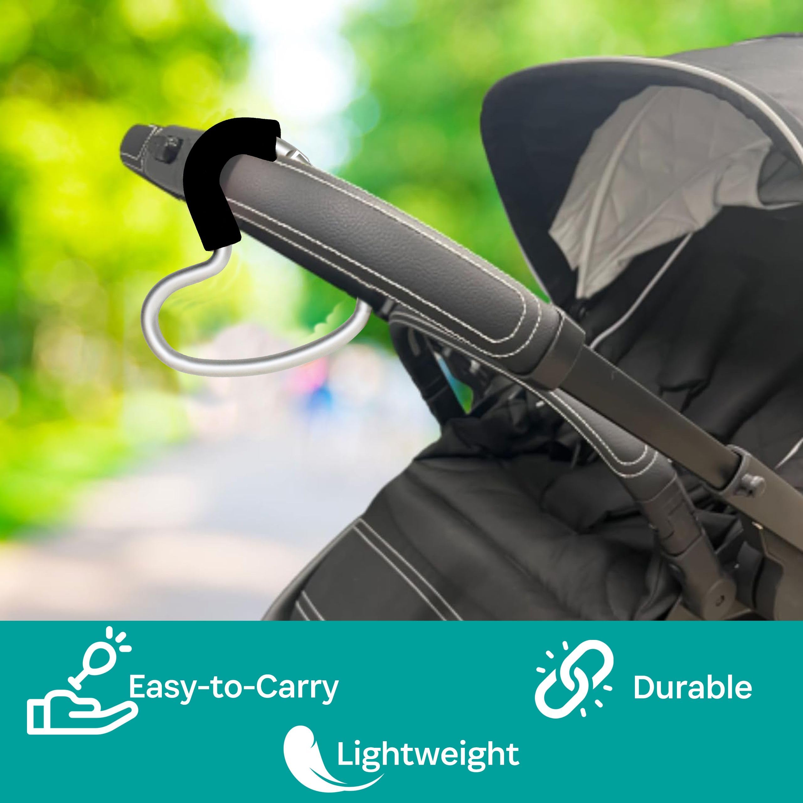 BUGGY HEART HOOK by BUGGYGEAR - The Perfect Way to Carry Your Baby Diaper Bag - Use The Hook on Your Stroller Handle Bars and Let The Hooks Do The Work - Hook Your Bags, Purse and Bottles