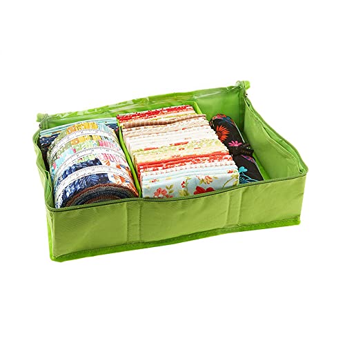 Missouri Star Storage Bag for Precut Fabrics for Quilting | Sewing Box Organizer Holds Fat Quarters, Charm Packs, Layer Cakes | Canvas Carrying Case with Removable Dividers, Large Green (NOT6033)