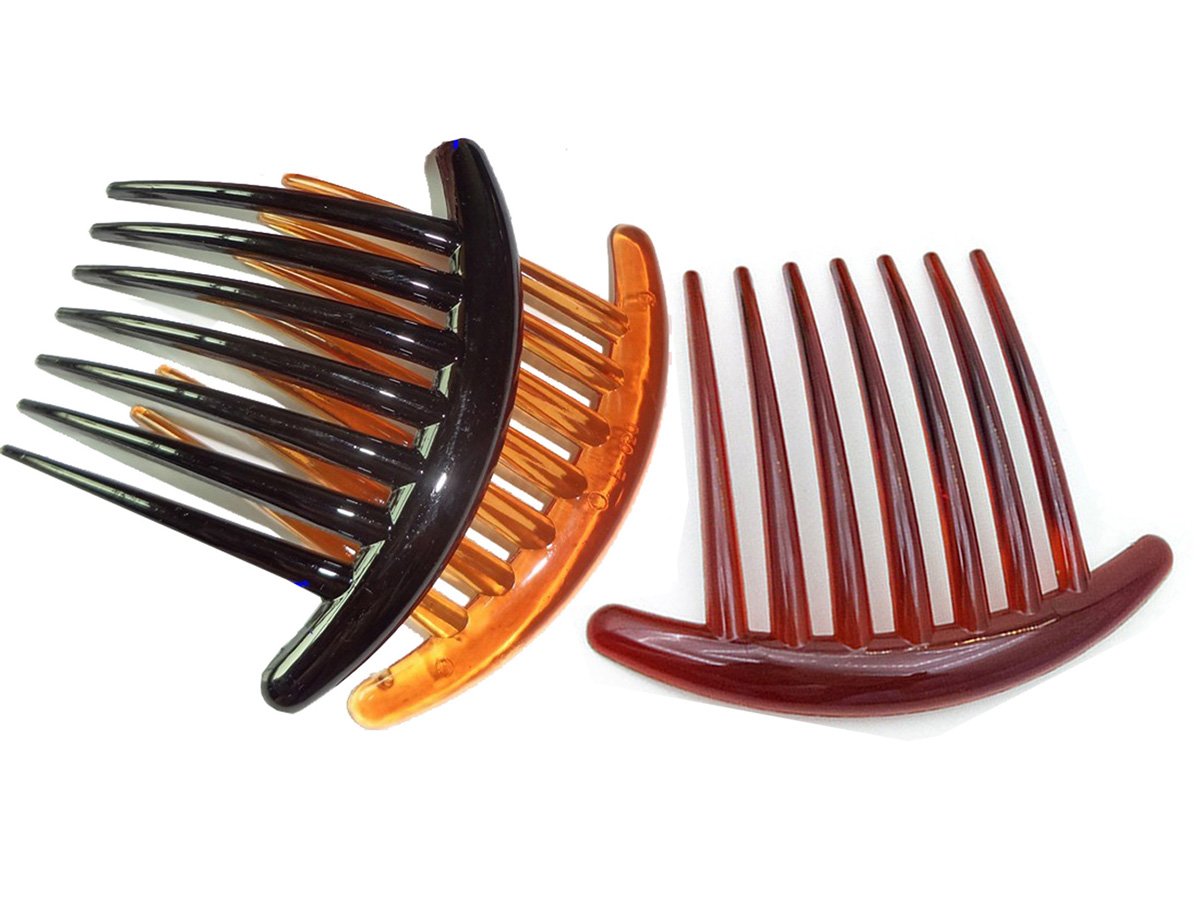 Women's French Twist Combs Plastic Side Hair Comb with Seven Tooth - Set of 6 (3 Colors, Each 2pcs)