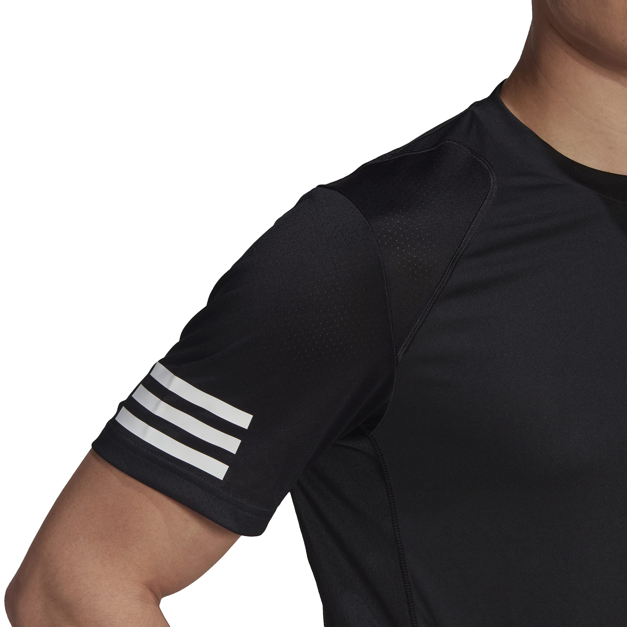 adidas Men's Club Tennis 3-Stripes Tee, Black/White, X-Large