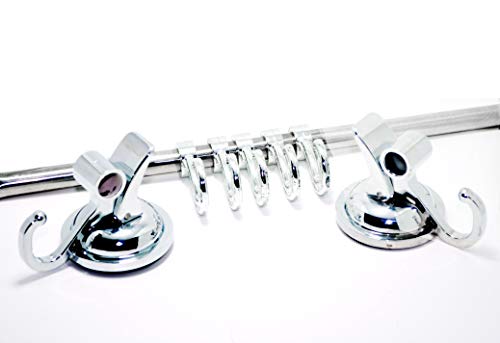 iRomic Suction Cup Hook Hanger Holder Rack Rail Towel Bar Organizer(2PCS) for Bathroom Shower Wreath, Loofah,Robe,Towel,Coat,Cloth,Kitchen Utensils,Wall Mounted on Glass Door,Window,Tile Wall