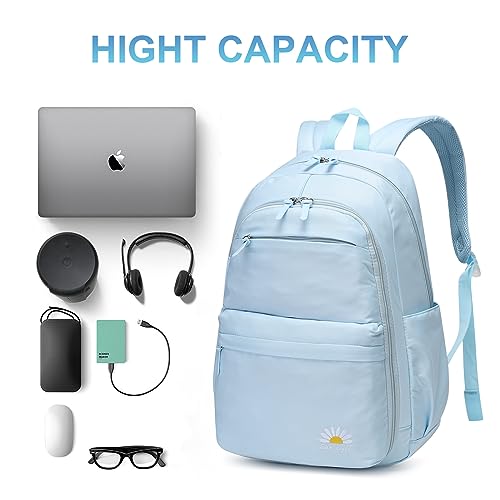 Caran·Y Kids' Backpacks Multipurpose, Waterproof,Spacious Lightweight School Bookbag for 15.6-inch Laptop,Bottle Side Pockets and Suitable for Ages 6 and Up Girl Boy Toddler Backpack(Aqua Blue)