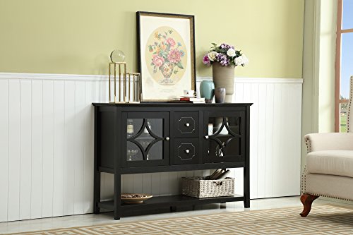 Mixcept 52" Stylish Sideboard Buffet Cabinet Wood Console Table Storage Cabinet with 2 Doors and 2 Drawers, Black