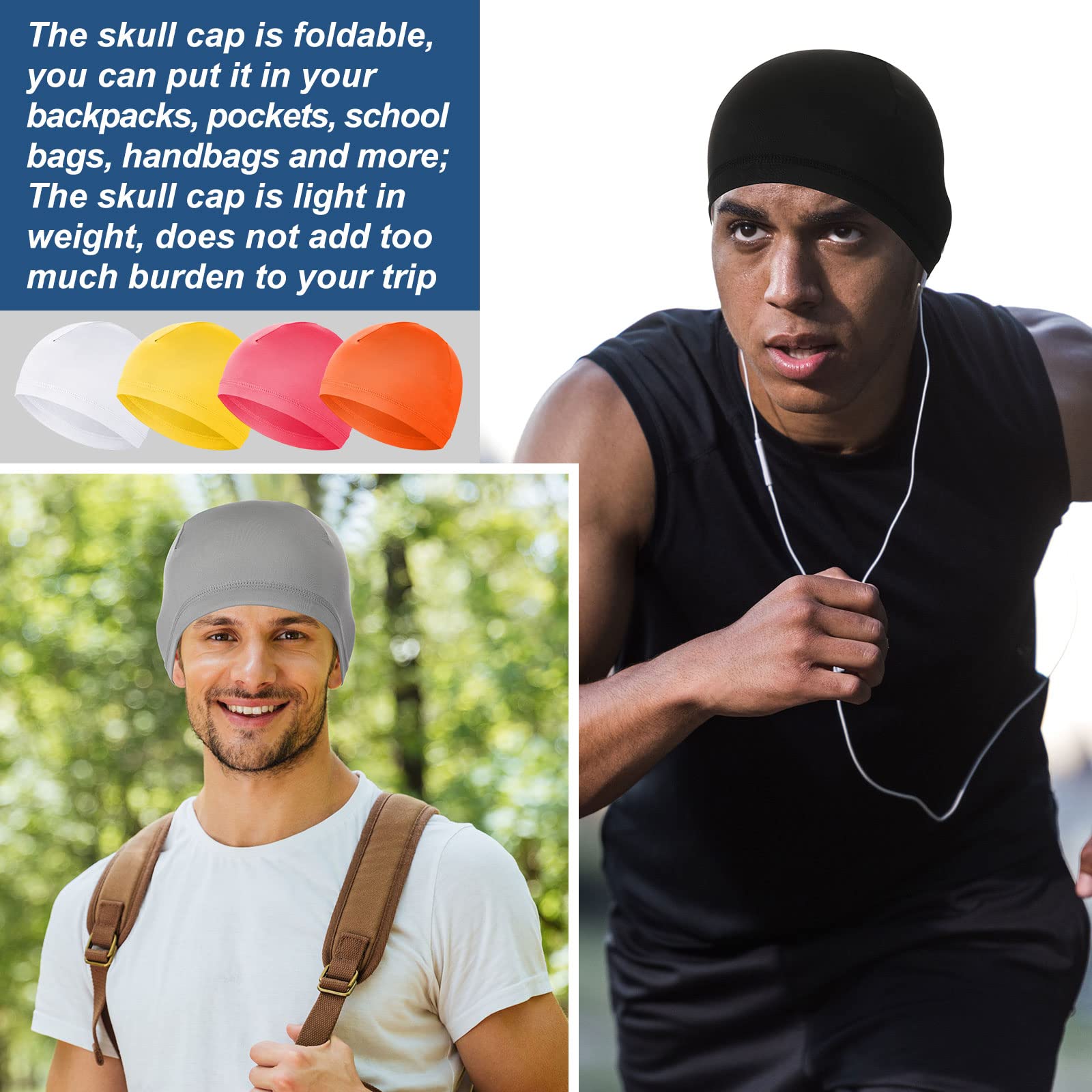 48 Pcs Cooling Skull Cap for Men Bulk Helmet Liner Skull Caps Cycling Hat Sweat Wicking Beanie for Men Women Bicycle Motorcycle, 11 Colors