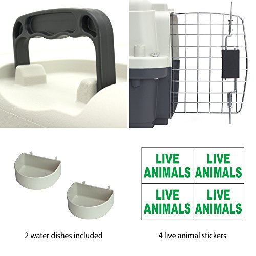 SportPet Designs Plastic Kennels Rolling Plastic Wire Door Travel Dog Crate - Small - No Wheel, Tan