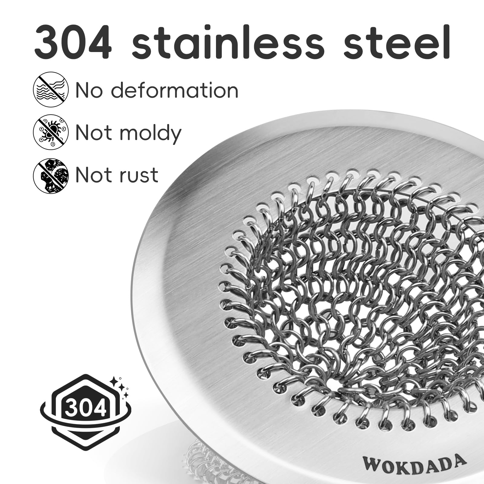 Bathtub Drain Hair Catcher, Wokdada Fast Drainage Shower Drain Hair Catcher, Reversible 304 Stainless Steel Drain Protector for Pop-Up and Regular Drains of Bathroom(Patented Product)