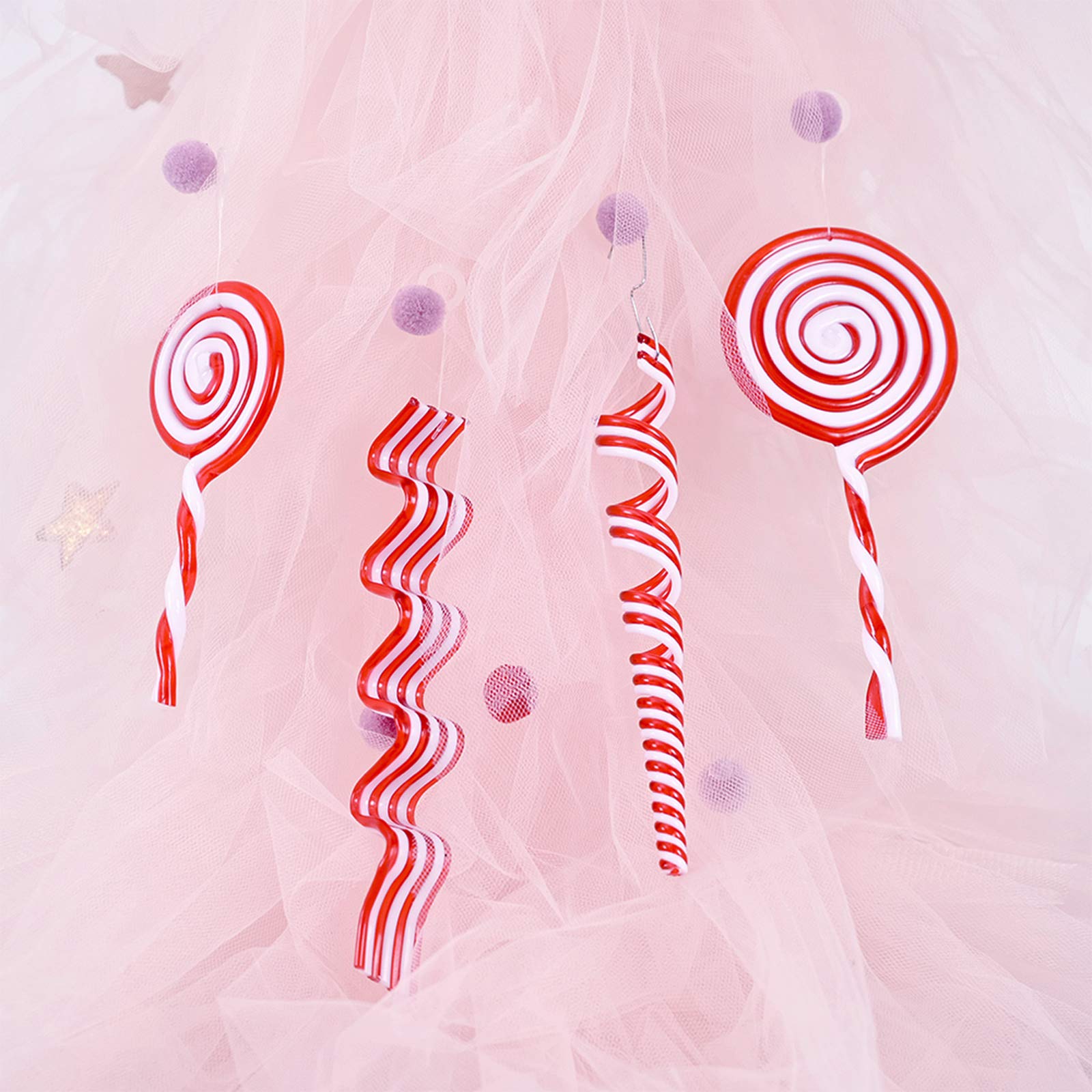 8 Pack Christmas Lollipop Ornament Christmas Tree Ornament Christmas Candy Hanging Decorations for Holiday Home Party (4 Styles)