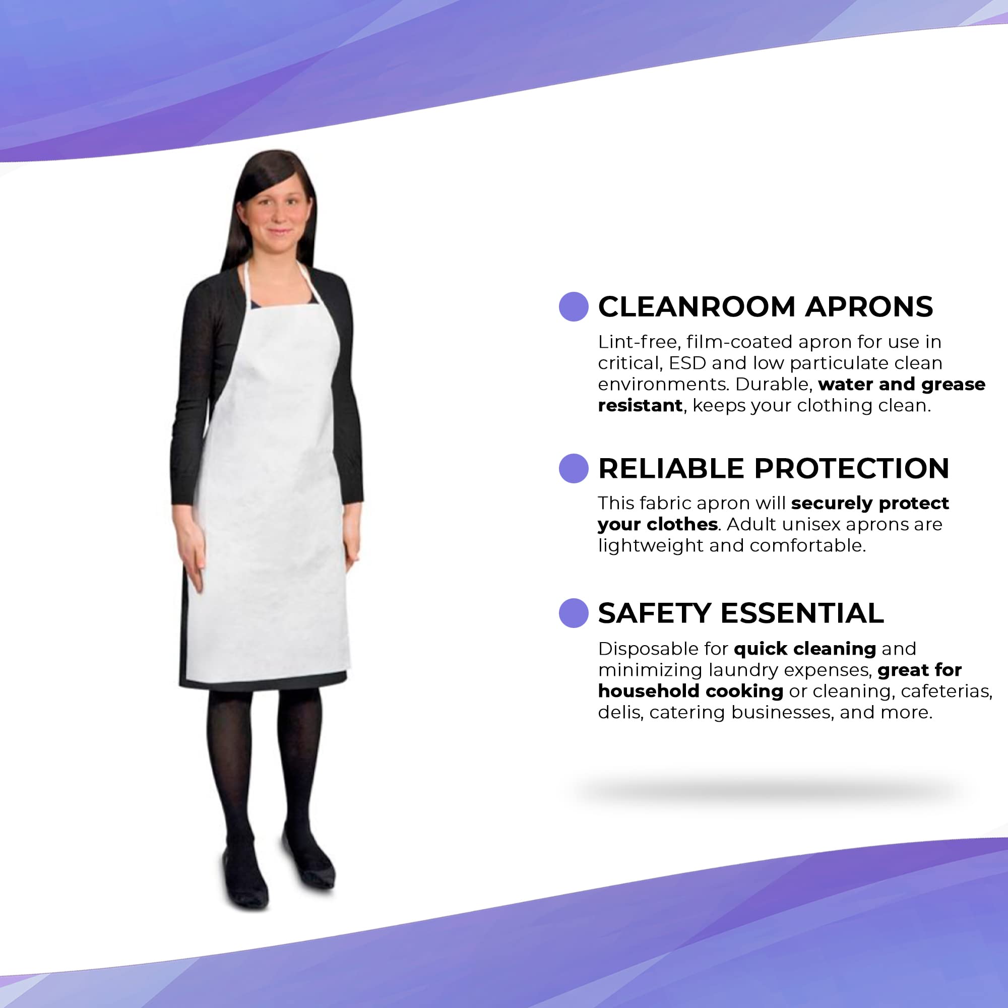 AMZ White Disposable Aprons for Adults 28 x 36 Inches. Pack of 10 Large 60 GSM Microporous Heavy Duty Disposable Aprons Adults for Painting. Disposable Apron for Painting