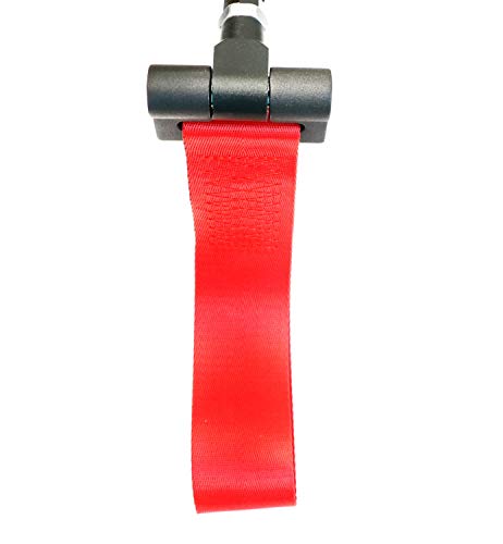 iJDMTOY Track Racing Style Red Tow Strap Compatible With BMW 1 3 5 Series X5 X6 & MINI Cooper (E36 E39 E46 E82 E90 E91 E92 E93 E70 E71 R50 R51 R52 R53 R55 R56 R57 R58 R59), Tow Hole Mount Nylon Loop