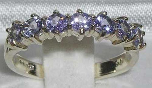 925 Sterling Silver Natural Tanzanite Womans Eternity Promise Ring - Size 7.5
