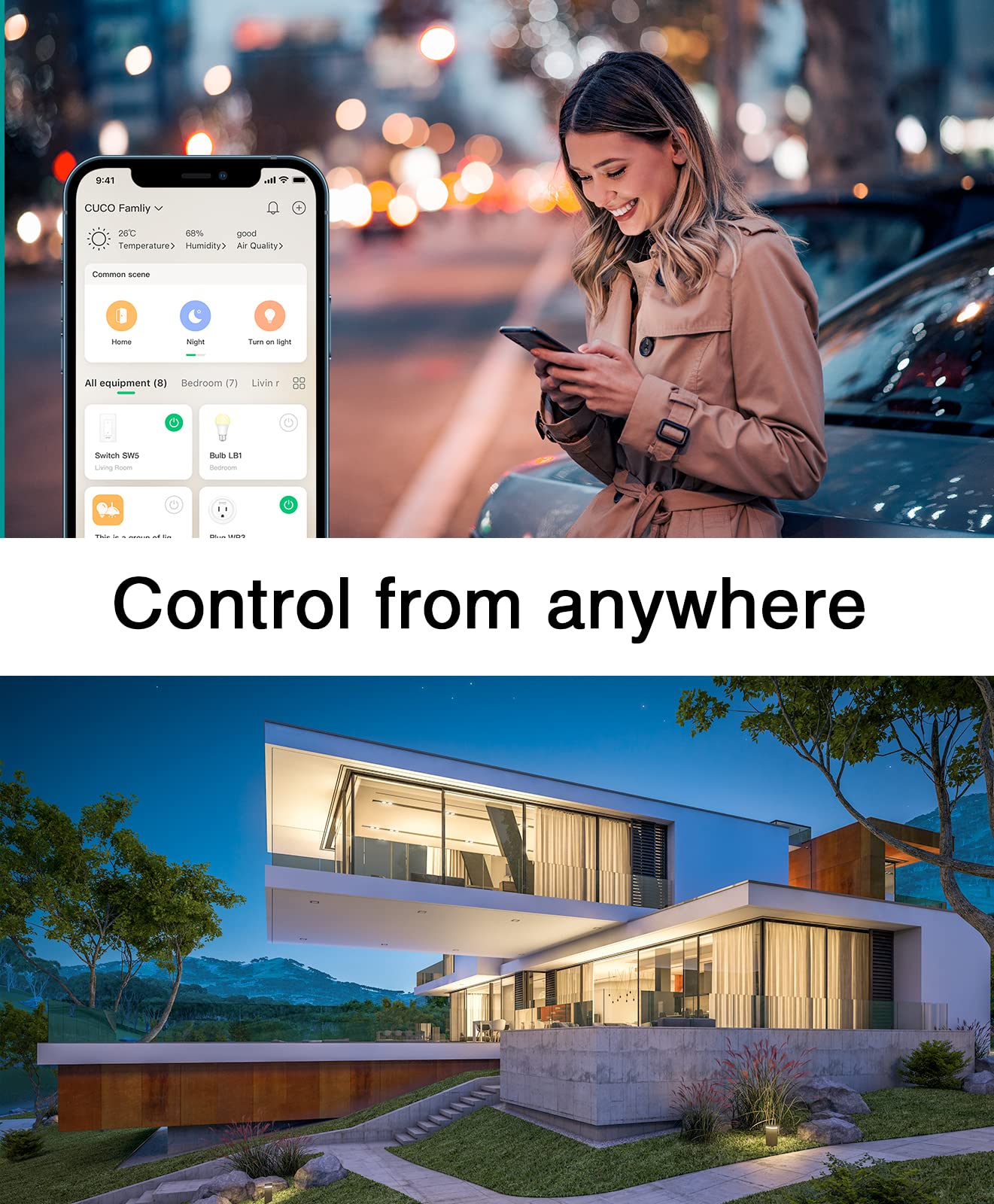 GHome Smart Light Switch Wi-Fi Smart Switch Works with Alexa and Google Home, 2.4Ghz WiFi Only, Single-Pole, Neutral Wire Required,UL Certified, 1 Pack