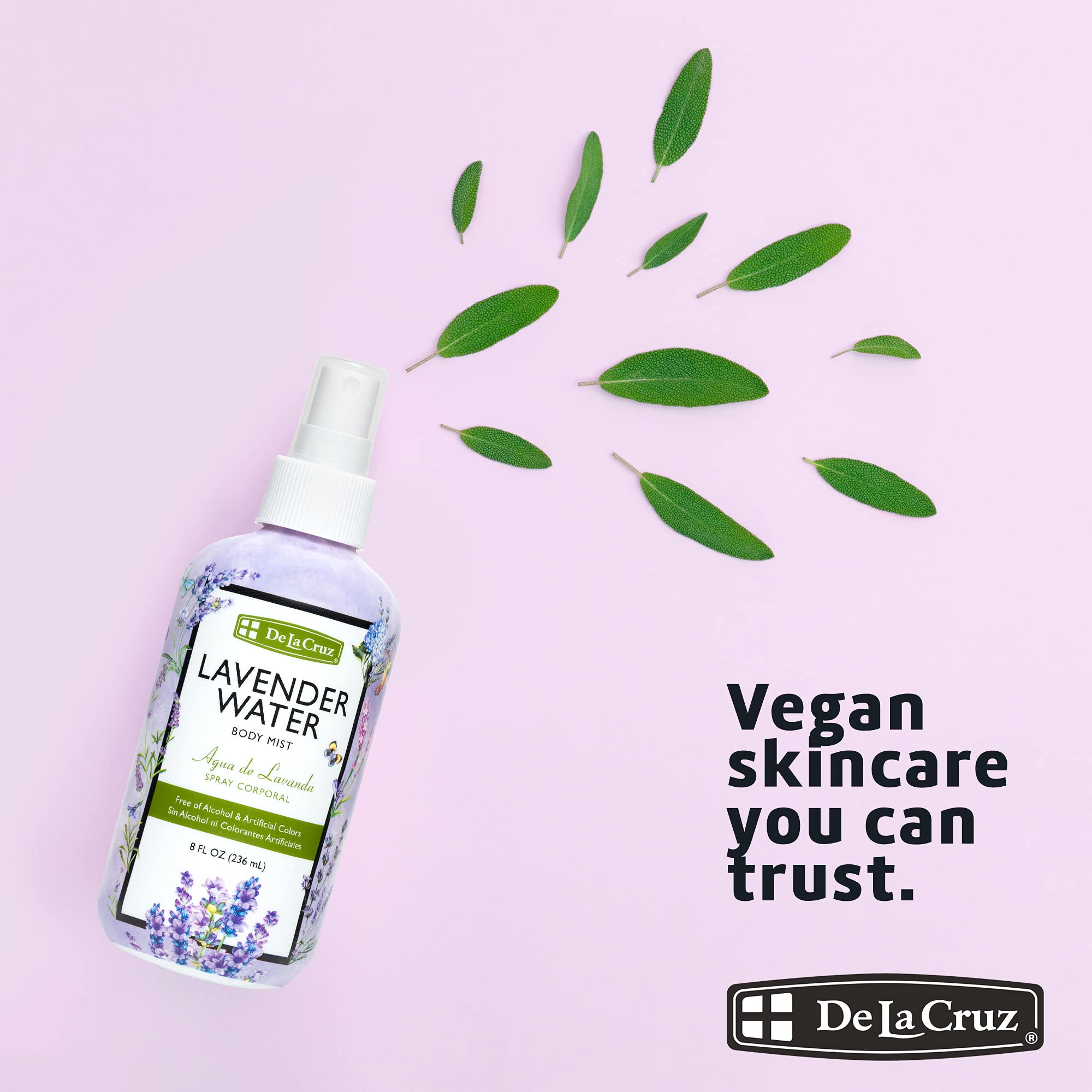 De La Cruz Lavender Water Body Mist - Lavender Spray body mist With Pure Lavender Essential Oil 8 fl oz (236 mL)