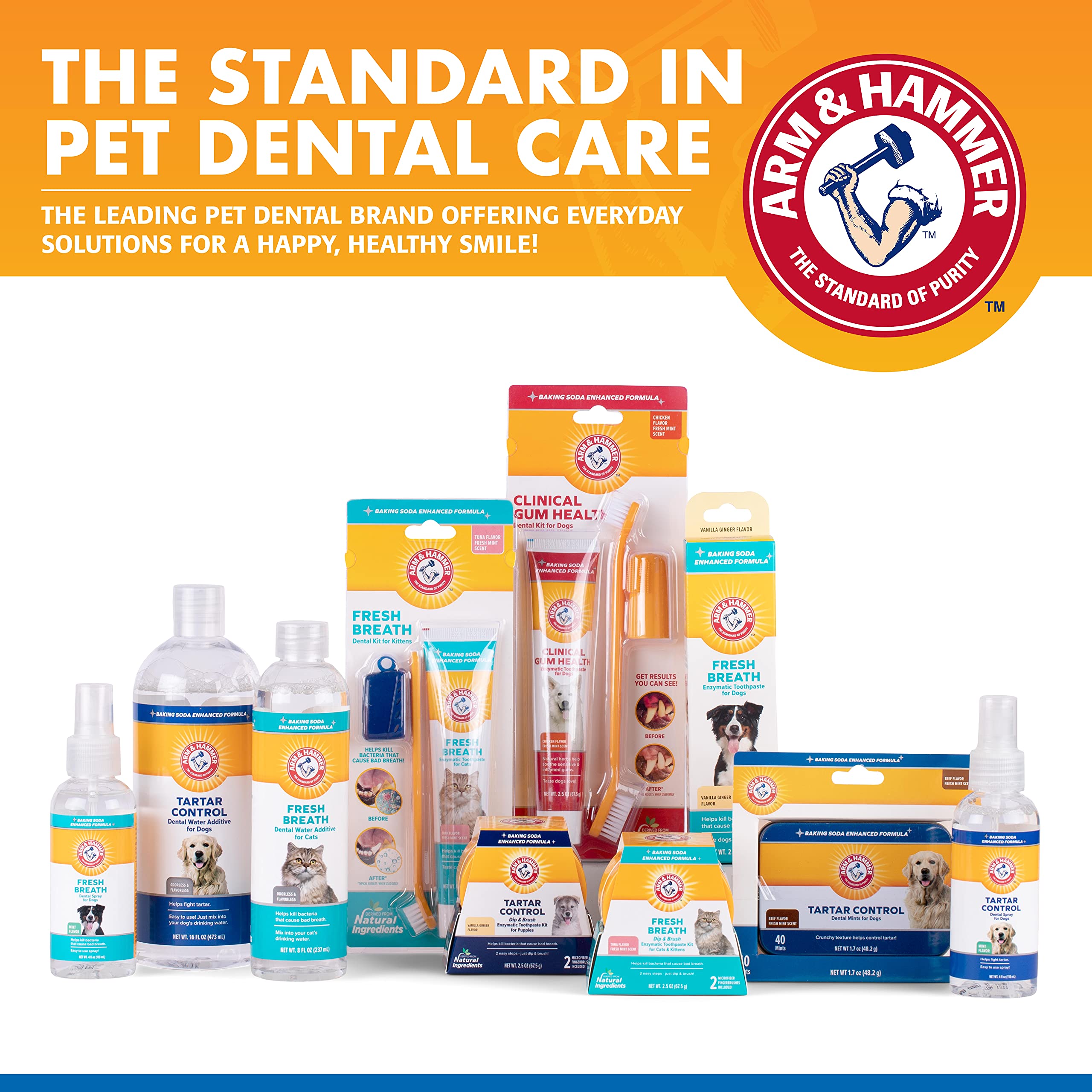 Arm & Hammer for Pets Combo Pack Dog Dental Tartar Control Water Additive and Fresh Breath Vanilla Ginger Enzymatic Toothpaste | Includes 16 Oz Dog Water Additive and 2.5 oz Dog Toothpaste