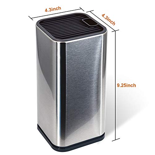 Stainless Steel Universal Knife Block Holder with Slots for Scissors or Sharpening Rod, Space Saver Knife Storage, Detachable for Easy Cleaning, Square Knife Holder For Safe