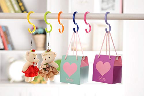 zison 12Pcs S Shaped Colorded Plastic Hanging Hooks,Shirt/Towel/Dress/Clothes Hanger Hook Home Kitchen Accessories