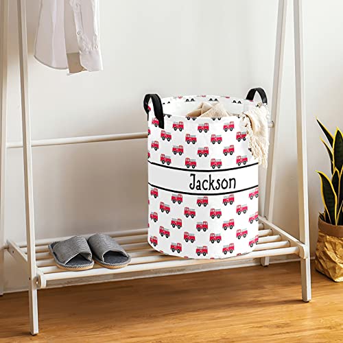 CustomLife Fire Truck Baby Personalized Custom Laundry Hamper Storage Basket Collapsible for Living Room Bathroom Bedroom 14.17 X 19.69 inches